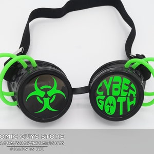 Cybergoth NEON Green and Black Goggles Eyeglasses Cosplay Cybergoth ...