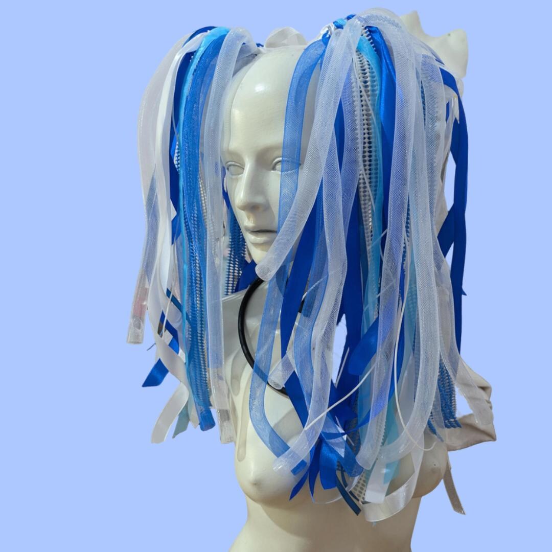 Blue and White Beautiful Cyberlox Ready to Ship Dread Goth Hair Falls ...