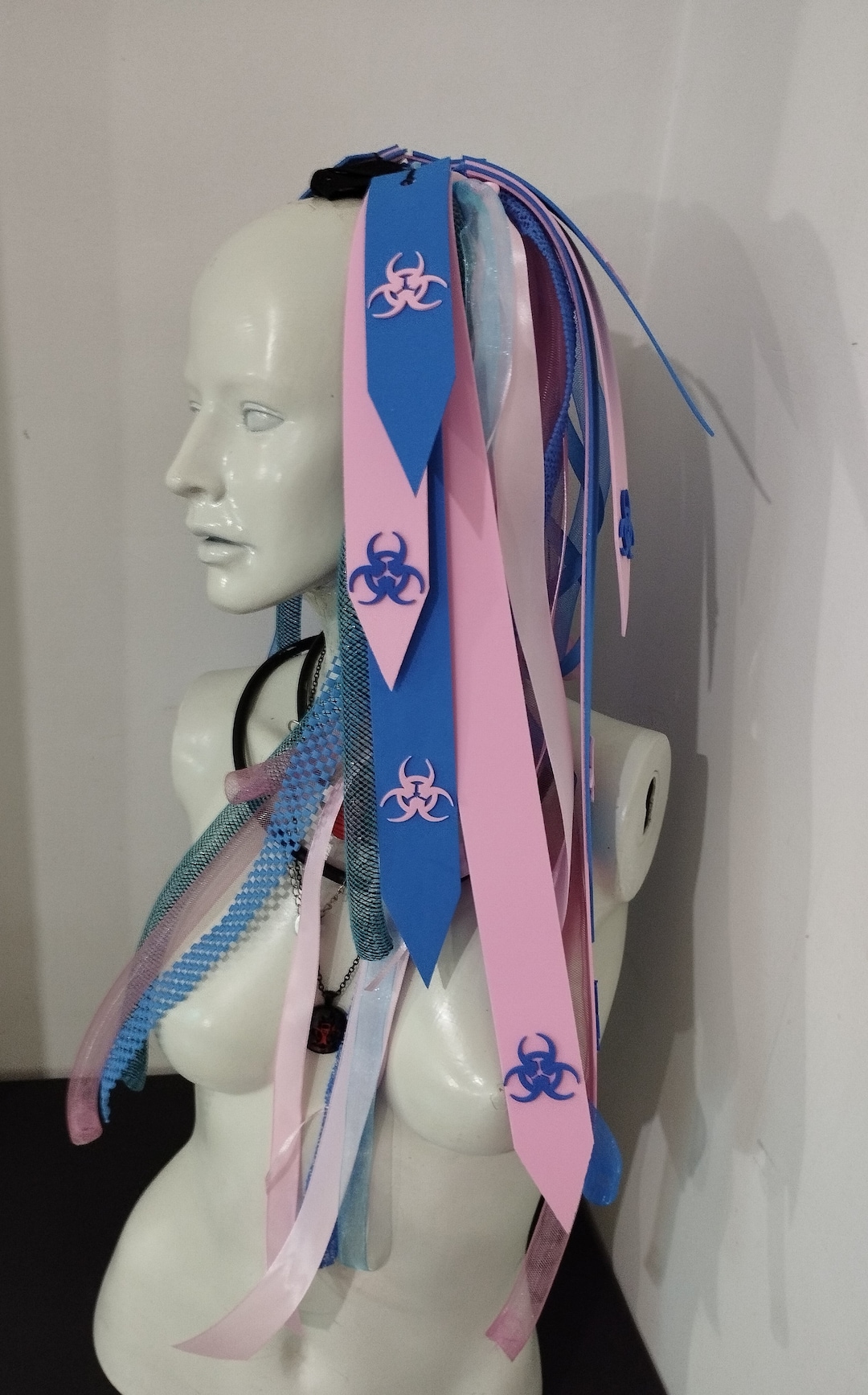 Pink/blue Cyberlox Cybergoth Wig Cyberpunk Goth Dark Cosplay Dreads ...