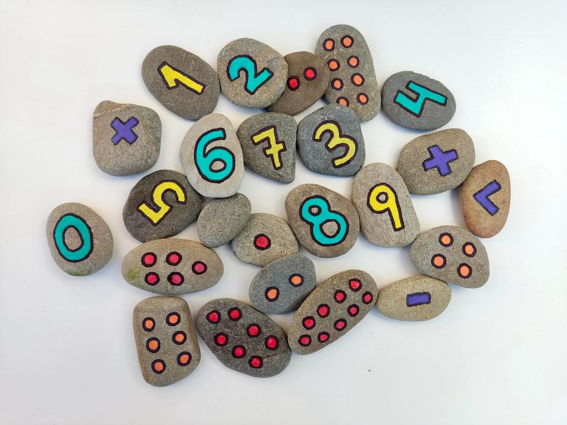 Basic Math Set of Stones | Painted Rocks | Babies, Toddlers ...