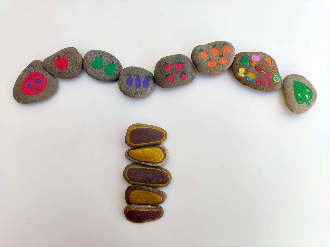 The Very Hungry Caterpillar Inspired Story Stones | Painted Rocks ...