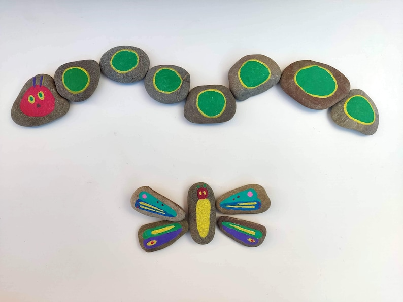 The Very Hungry Caterpillar Inspired Story Stones | Painted Rocks ...