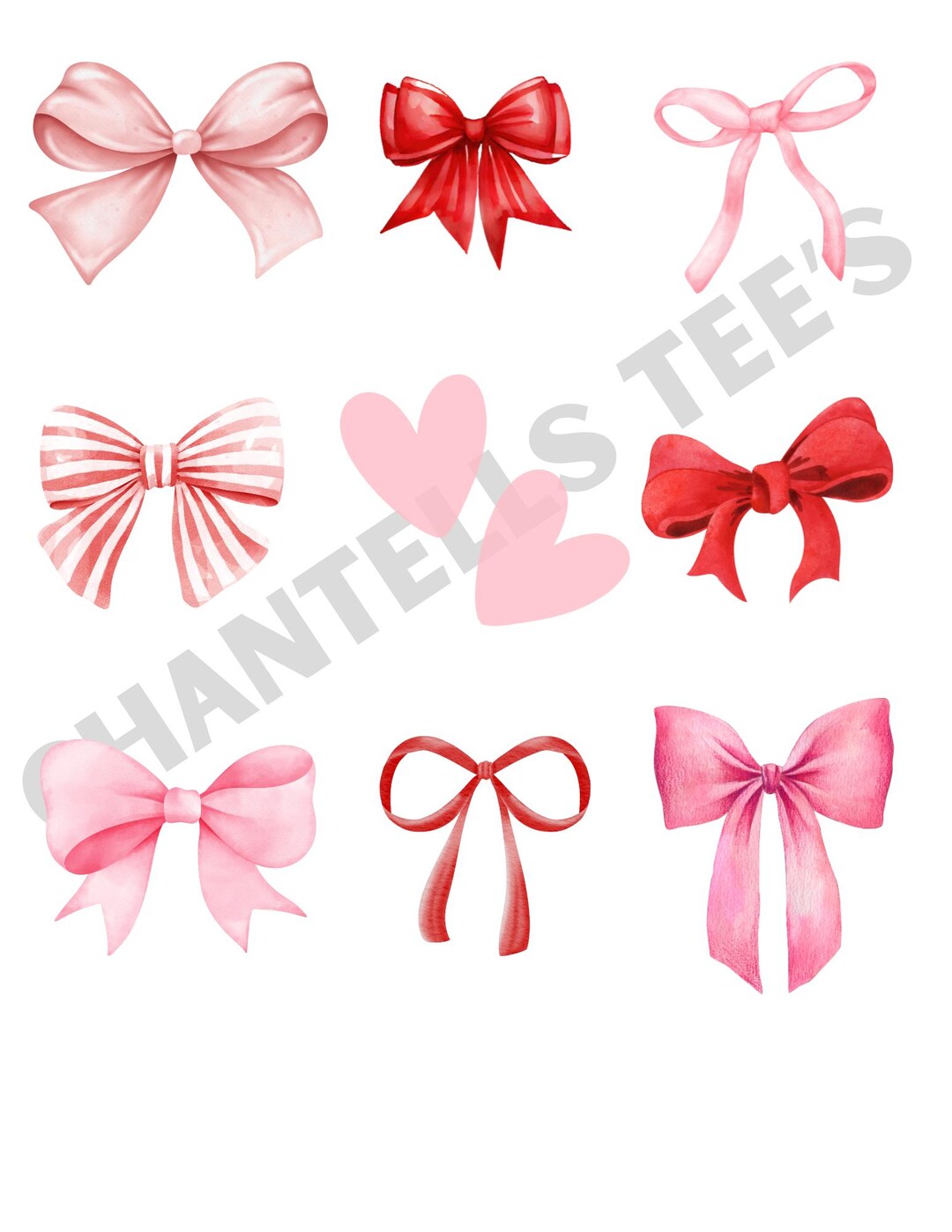 Pink & Red Bows PNG - Etsy