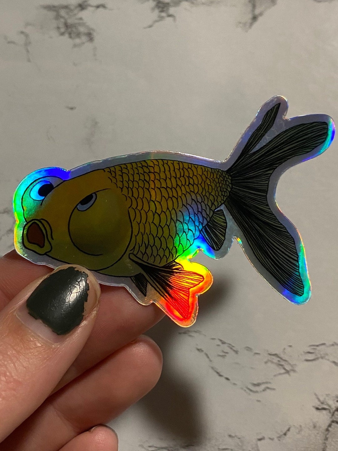 Vinyl Sticker Celestial Goldfish Sticker, Fish Sticker, Googly Eyed ...