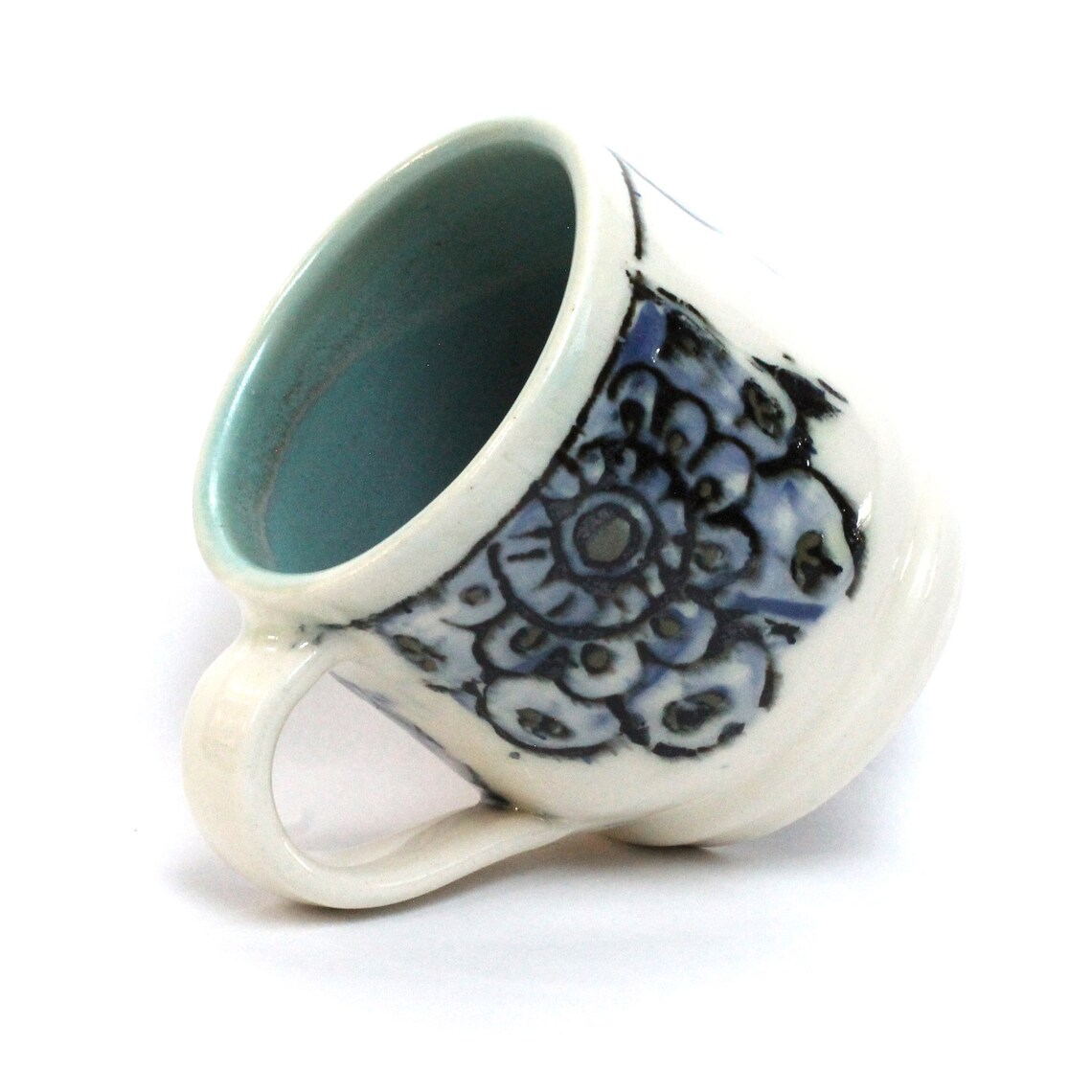 Handmade Mug - Wheel Thrown With Stylized Floral Design - Etsy