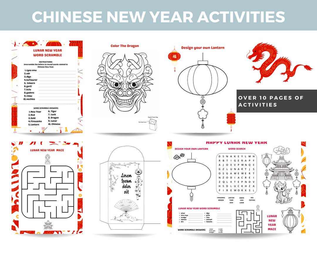 Lunar New Year Printable Activity Bundle for Kids - Etsy