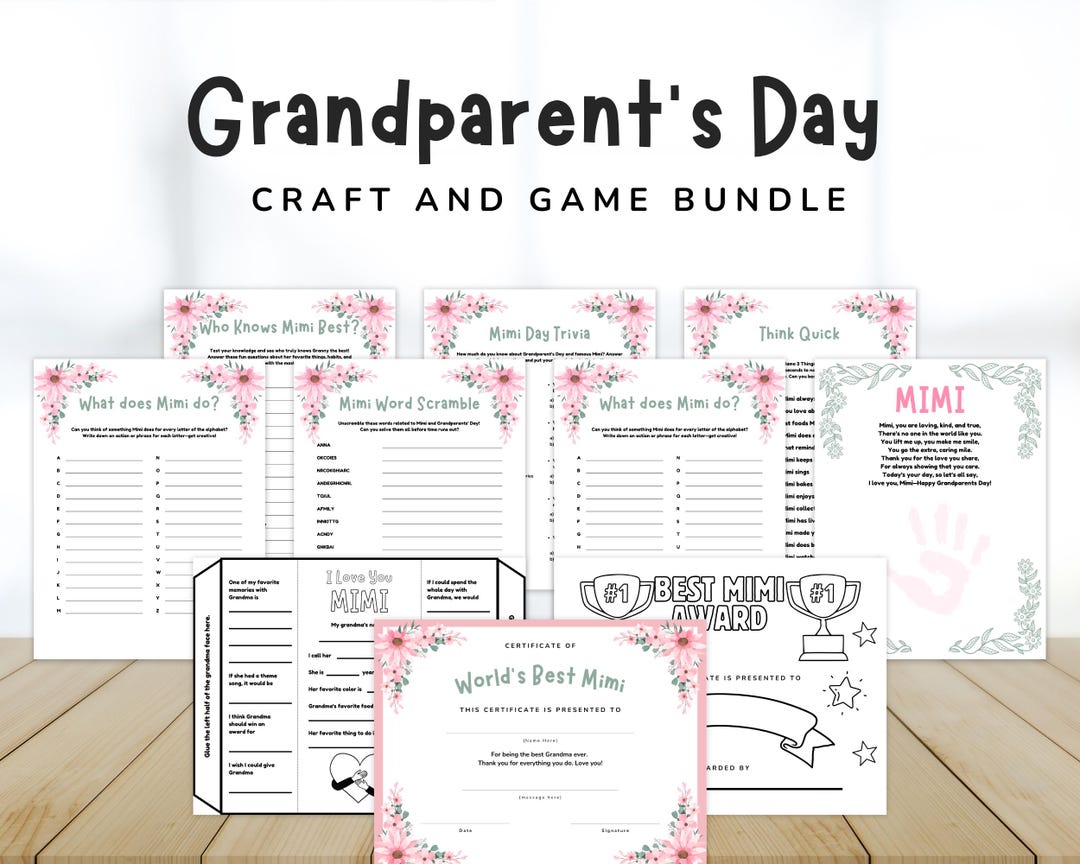Grandparents Day Printable Activities | Mimi Gift From Grandkids | DIY ...