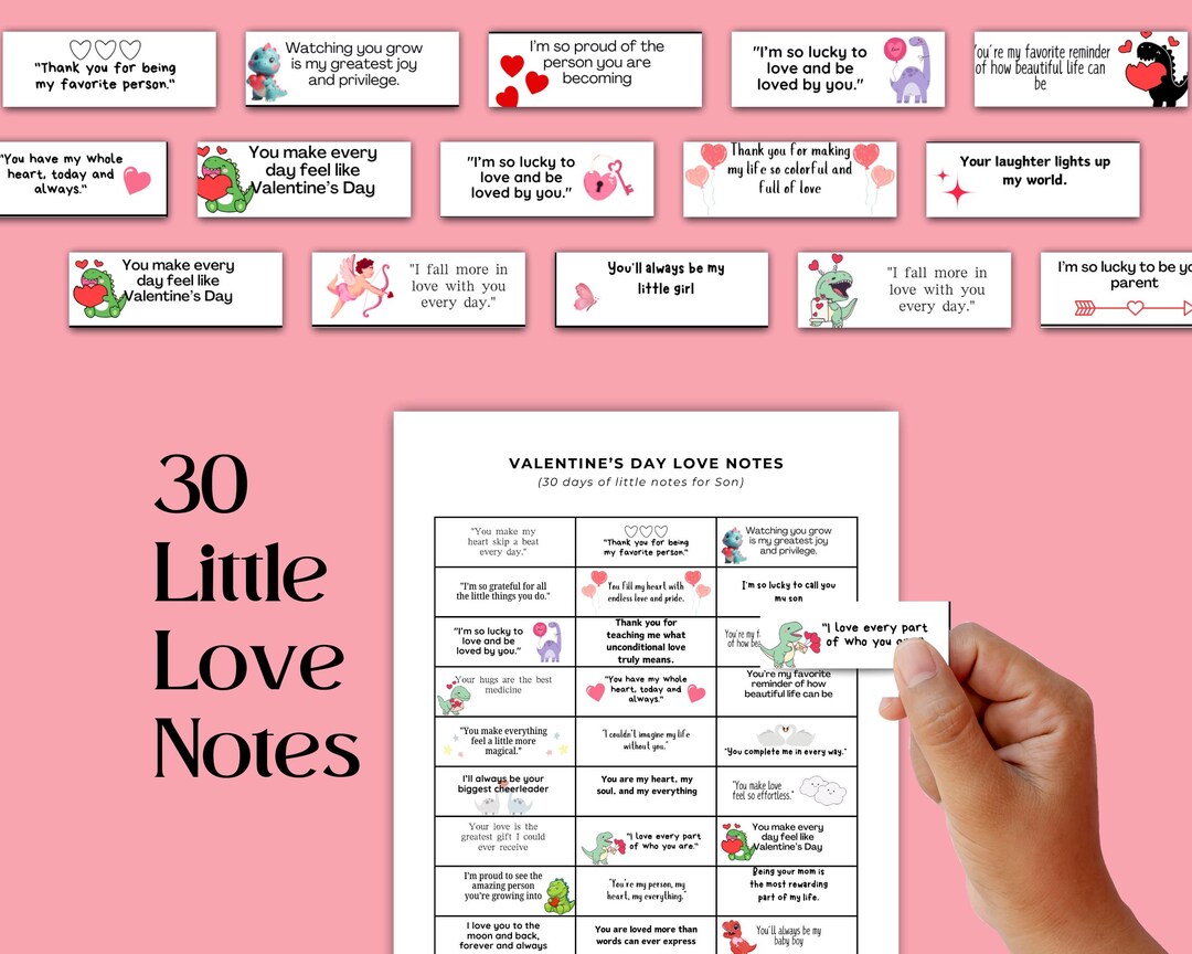 90 Printable Valentine Love Notes for Son, Daughter, and Husband ...