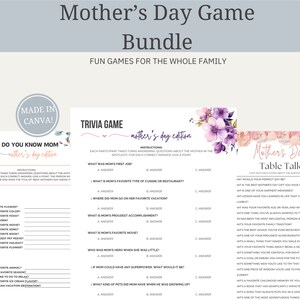 Mother's Day Game Bundle - Digital Download - Editable & Printable - Etsy