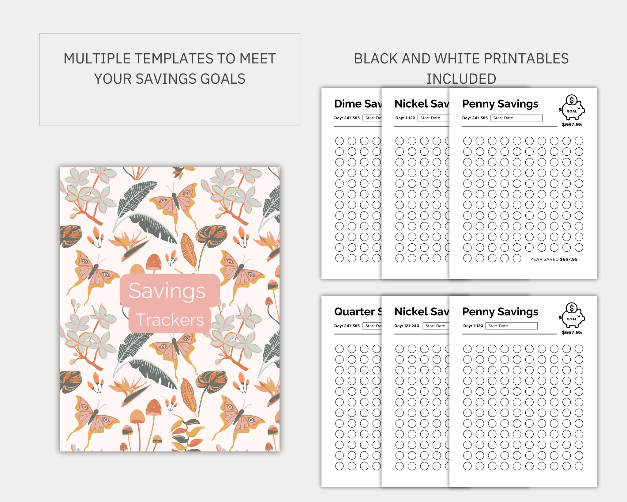 Printable Savings Tracker Bundle for Coins - Etsy