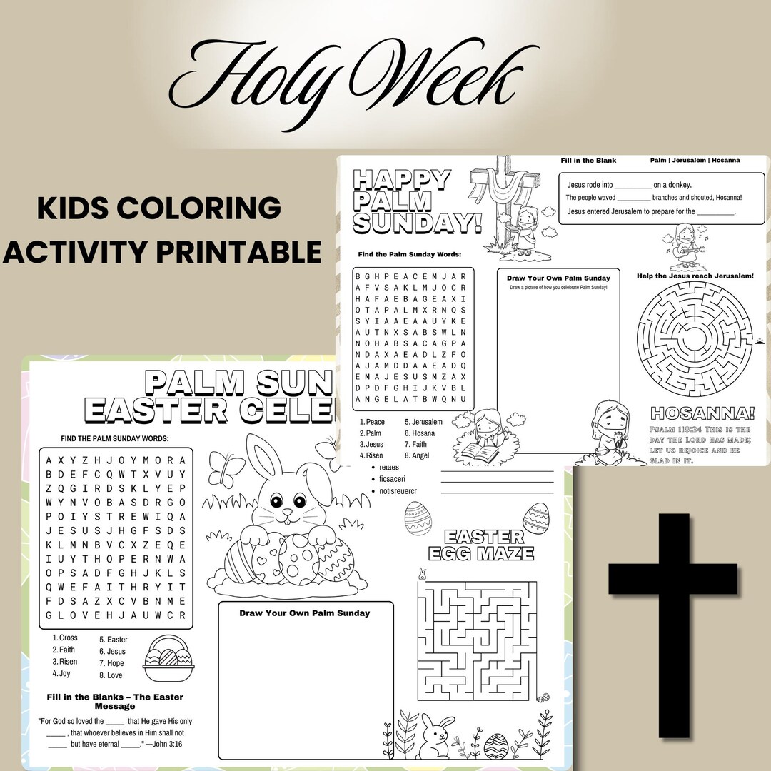 Holy Week Activity Placemat | Christian Easter Coloring Printable ...