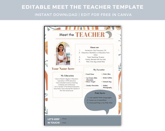 Meet the Teacher Template, Meet Your Teacher, Editable Printable ...