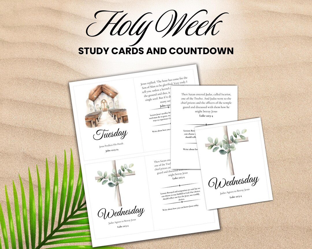 Holy Week Bible Study Cards | Christian Easter Devotional Printable ...