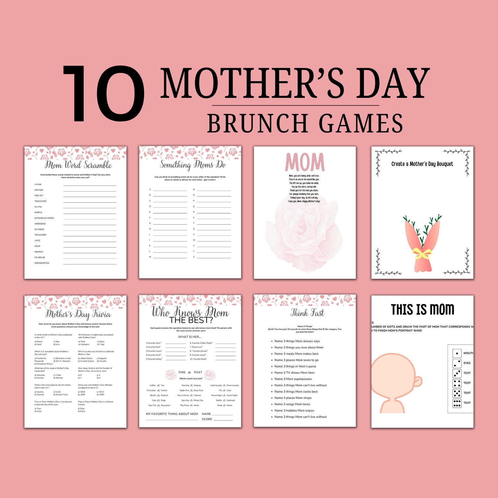 Mother’s Day Brunch Games | Family Activity Bundle | Printables for ...