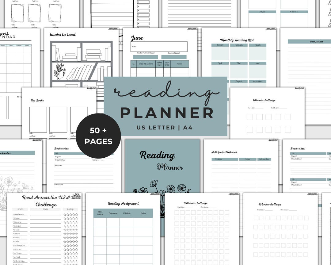 Digital Reading Book Planner | Book Challenge, Book Wishlist ...