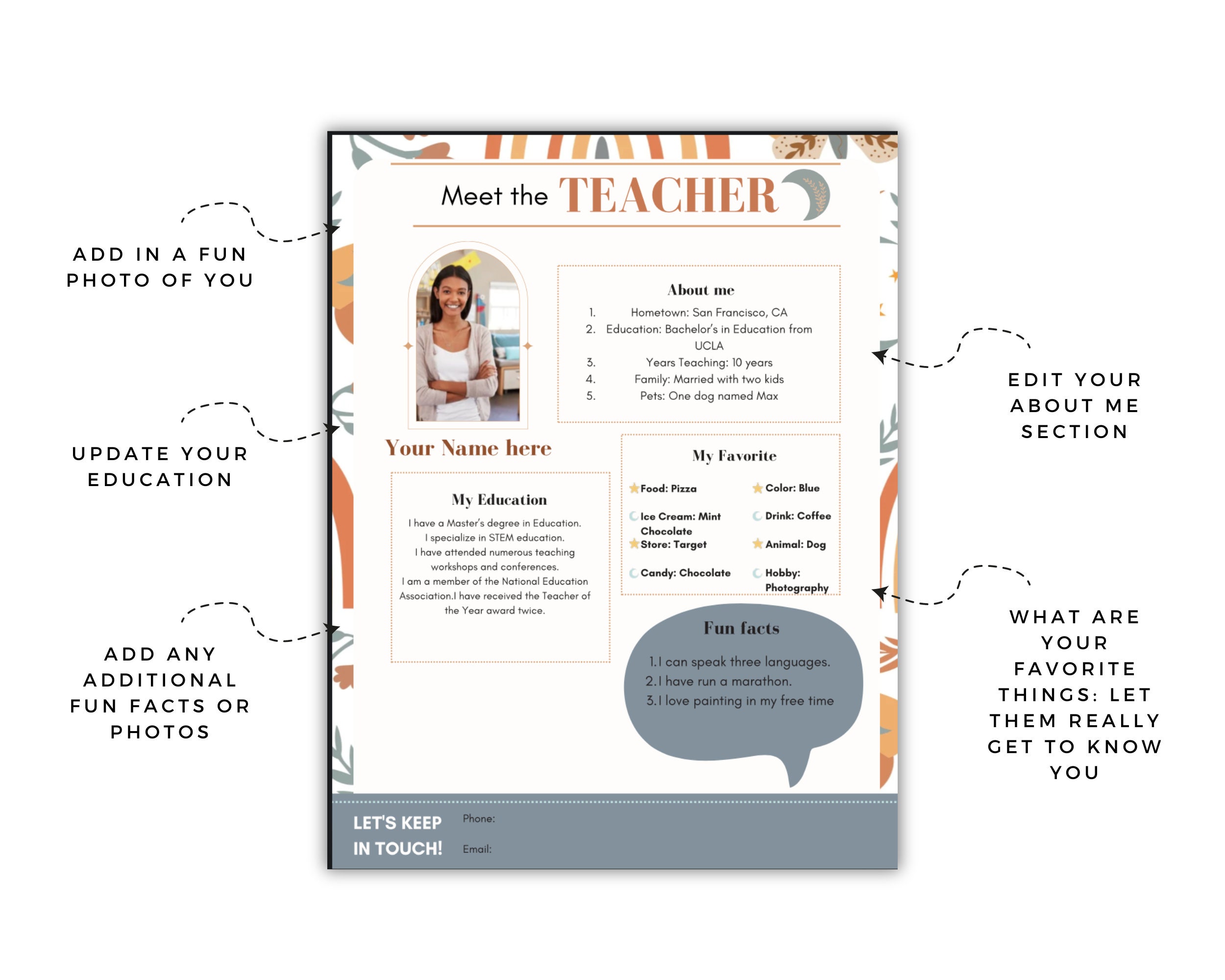 Meet the Teacher Editable Canva Template Boho Digital Download - Etsy