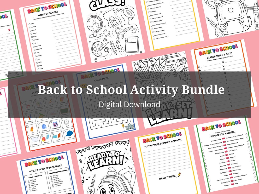 Back to School Activities Printable | Fun Week of School Worksheets ...