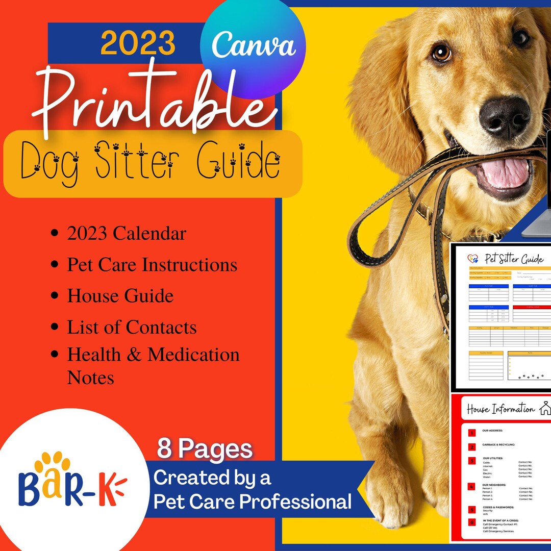 Pet Sitting Guide for Dog Sitters and Dog Walkers Pet Sitter Planner ...