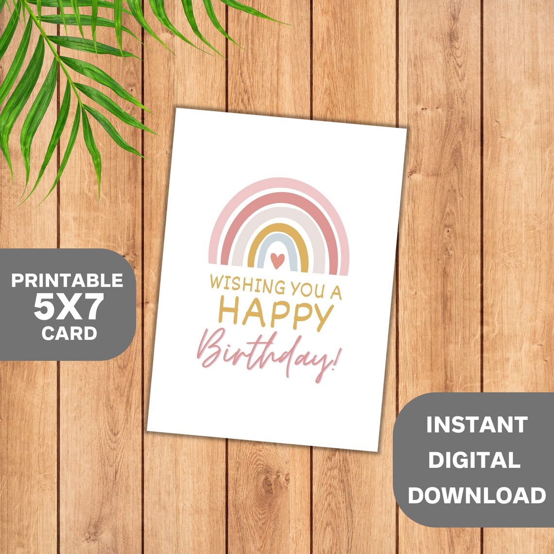 RAINBOW Happy Birthday Card/ Printable Birthday Card Girls/ Happy ...