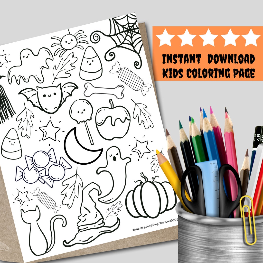 Halloween Kids Coloring Page/ Halloween Coloring Decor/ Halloween Fun ...