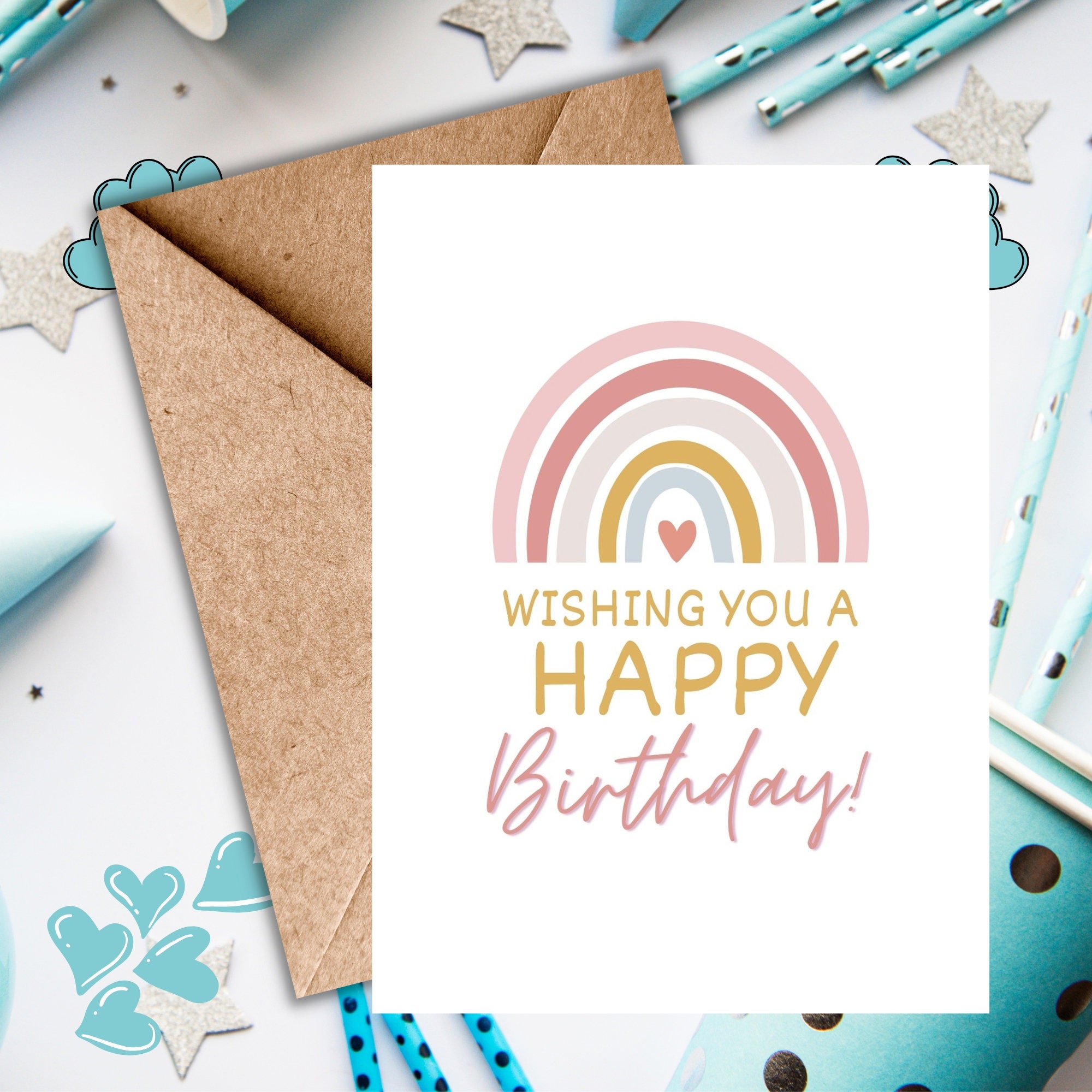 RAINBOW Happy Birthday Card/ Printable Birthday Card Girls/ Happy ...