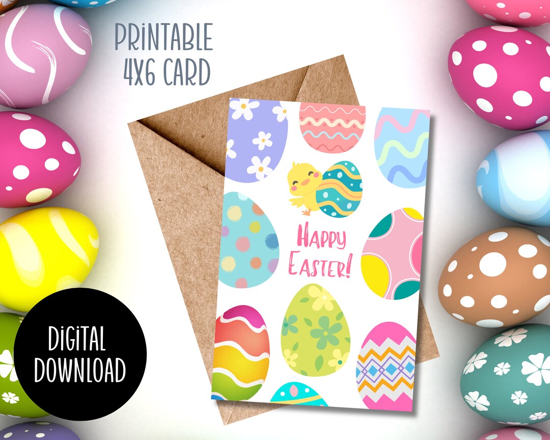 Happy Easter Card - DIGITAL Download - Printable Easter Card Featuring ...