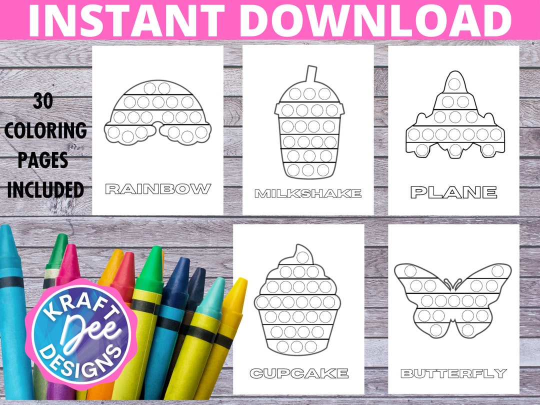 Pop It Printable Coloring Pages, Pop It Activity, 30 Pages, Pop It ...