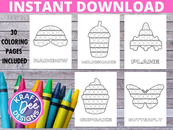 Pop It Printable Coloring Pages Pop It Activity 30 Pages | Etsy