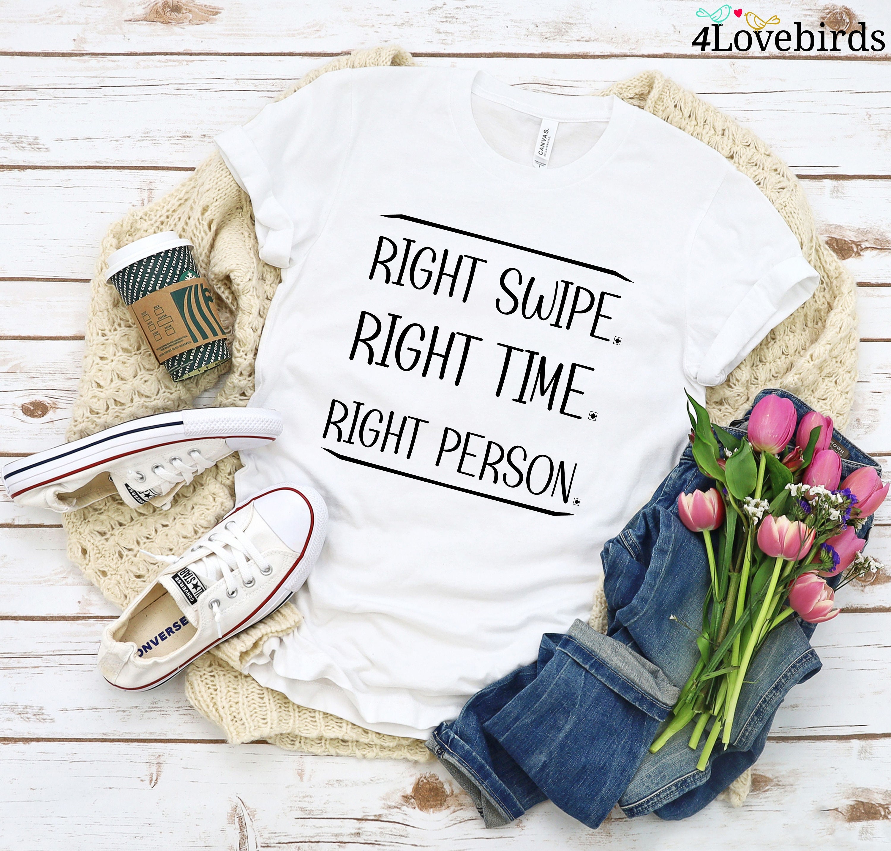 Right Swipe, Right Time | Tinder Couple T-shirt | Dating App Couple ...