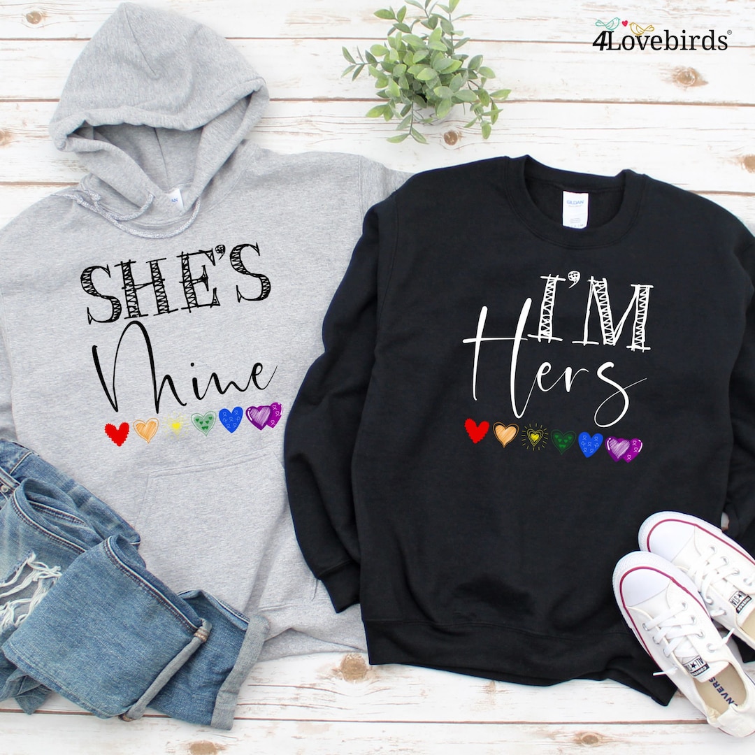 She's Mine & I'm Hers Matching Lesbian Couple Hoodie, Matching LGBT ...