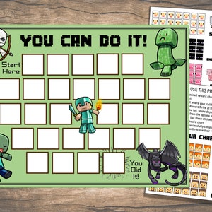 Sticker Reward Chart for Kids Printable Minecraft | Etsy