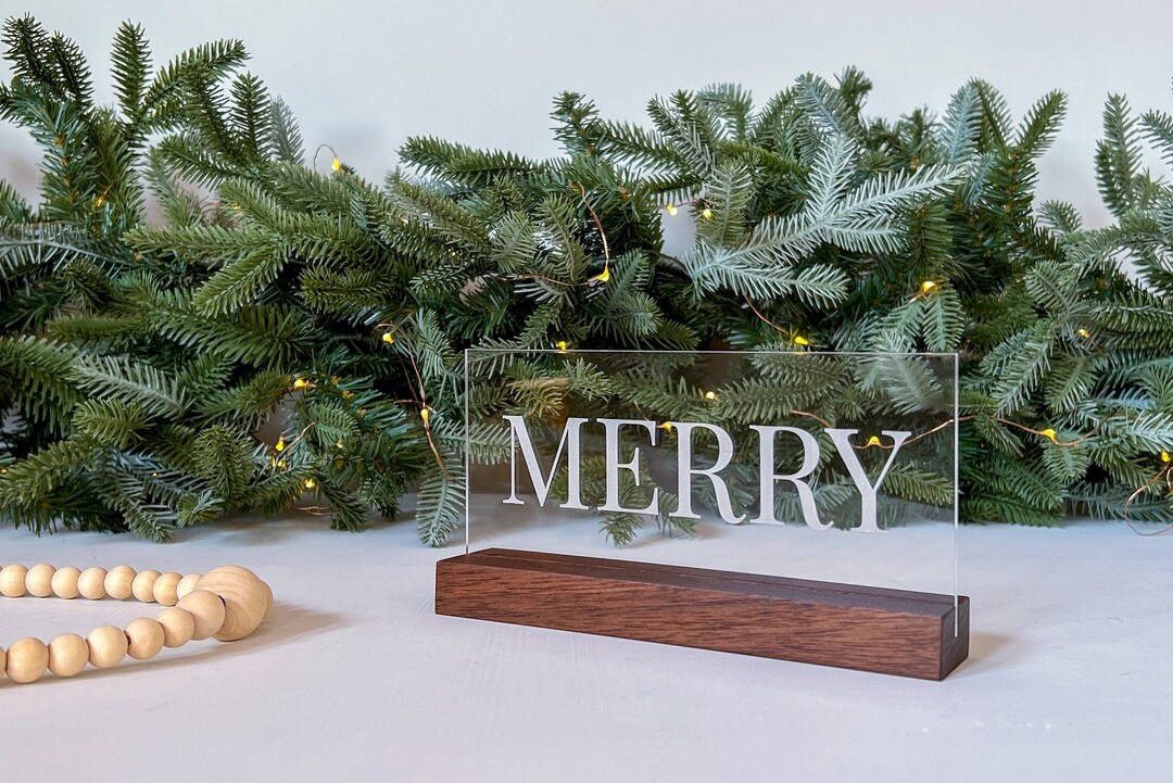 MERRY Clear Acrylic Sign Christmas Signs, Modern Christmas, Minimalist ...
