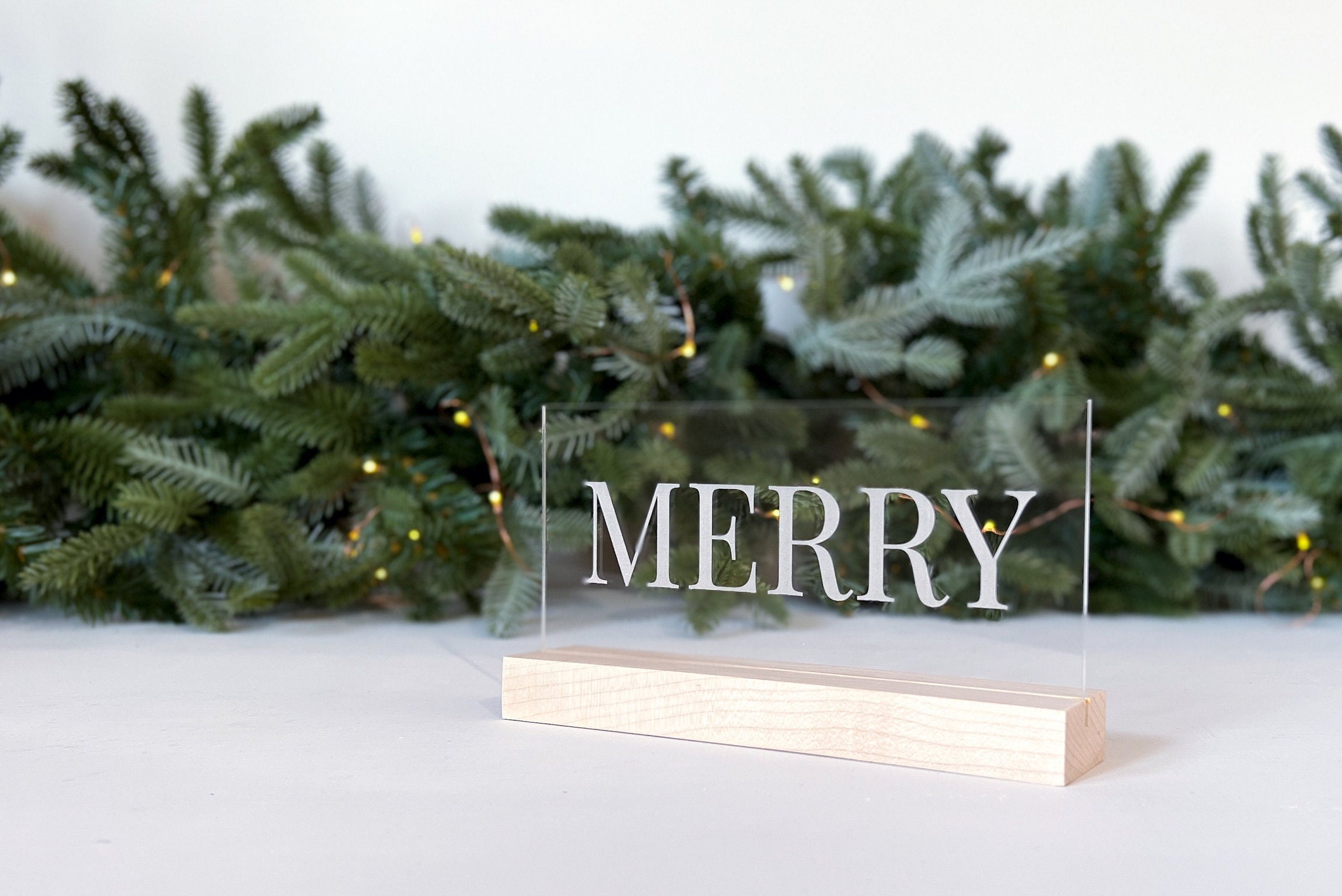MERRY Clear Acrylic Sign Christmas Signs Modern Christmas - Etsy