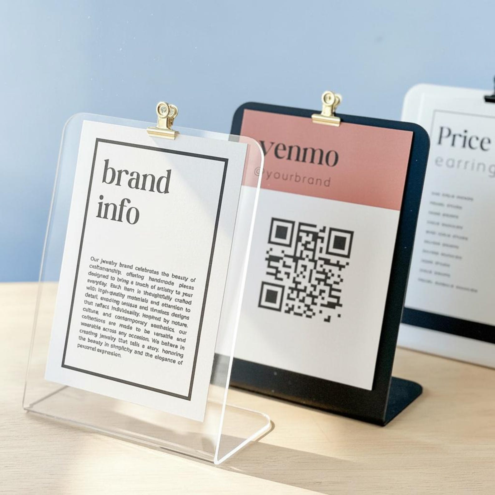 BILLIE Acrylic Clip Board | Card Display, POS Display, Table Sign ...