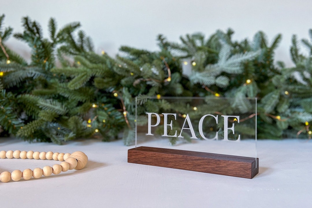 PEACE Clear Acrylic Sign Christmas Signs, Modern Christmas, Minimalist ...