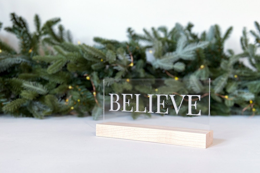 BELIEVE Clear Acrylic Sign Christmas Signs Modern - Etsy