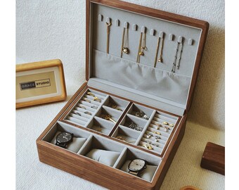 Walnut Wood Jewelry Box With Inlay - Etsy