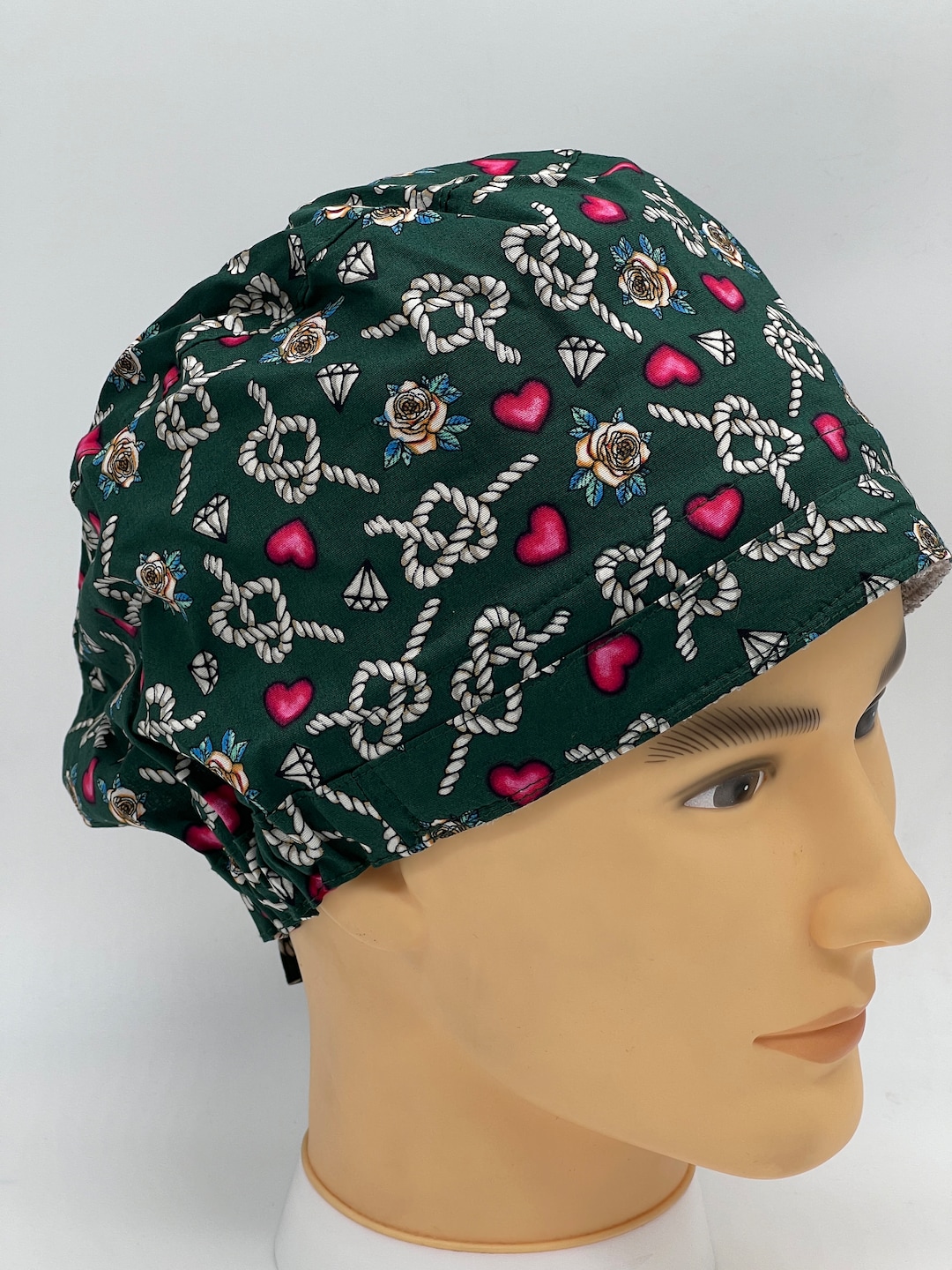 Rope Hearts Tie Back Cap PPE, Scrub Cap, Surgical Hat, Nurse, Doctor ...