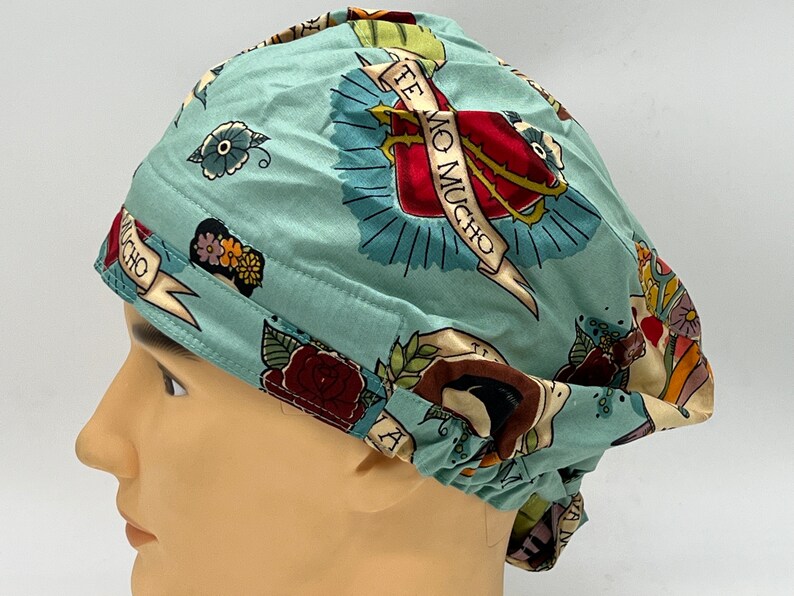 Frida Kahlo Print Tie Back Cap PPE, Scrub Cap, Surgical Hat, Nurse ...