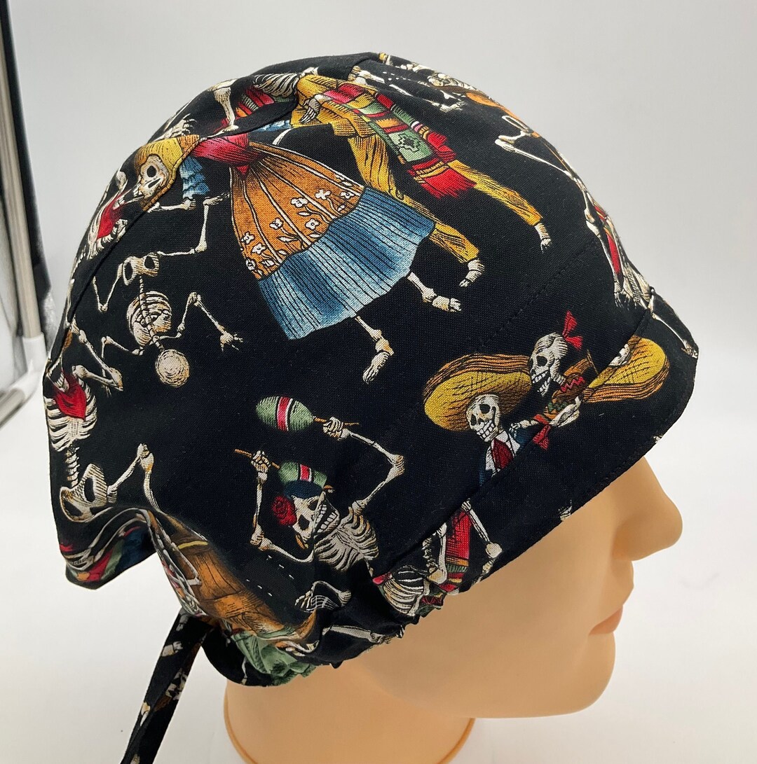 Party Skeletons Print Scrub Cap, Extra Coverage Unisex Cap for Chef ...