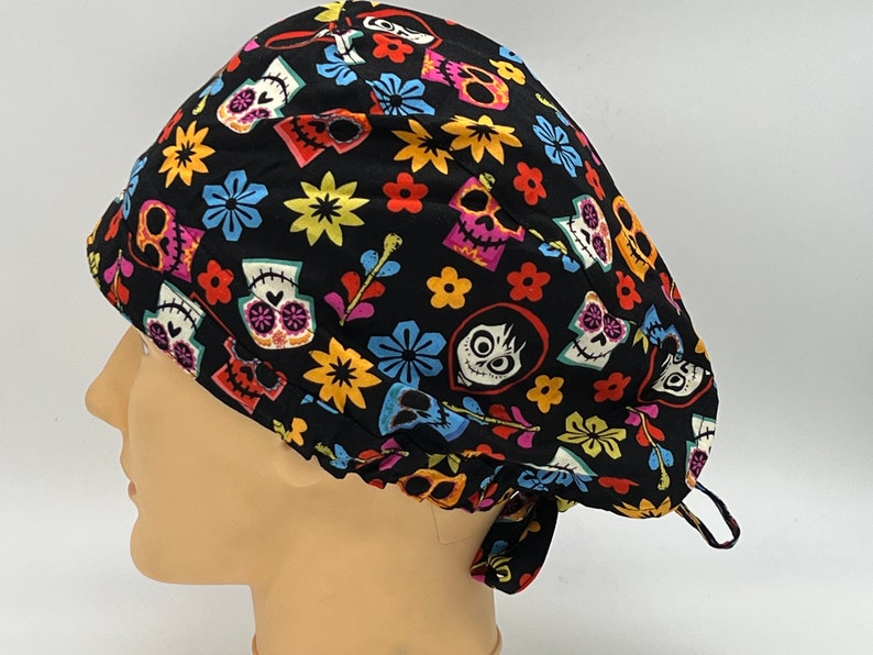 Coco Print Tie Back Cap PPE, Scrub Cap, Surgical Hat, Nurse, Doctor ...