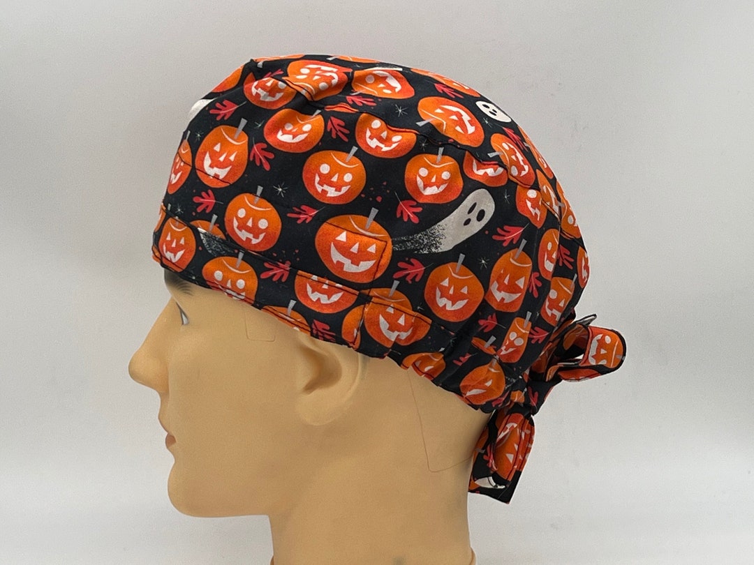 Scary Pumpkins Cap PPE, Scrub Cap, Surgical Hat, Nurse, Doctor Headgear ...