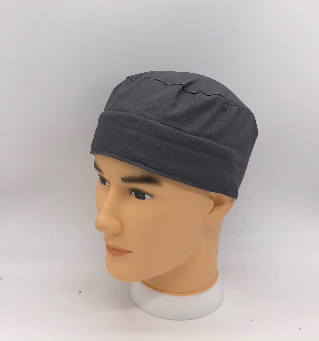BLACK, NAVY, or GREY Scrub Hat or Skull Cap With Velcro. Chef. Cook ...