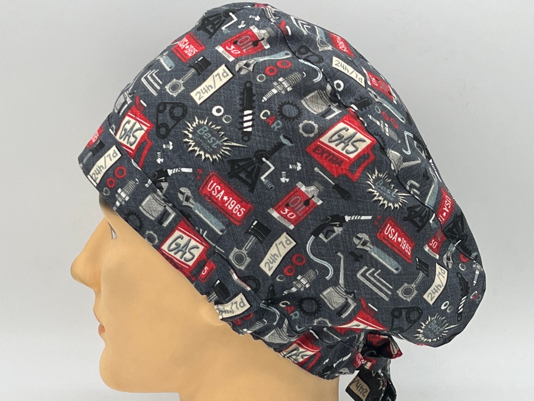 Garage Tie Back Cap PPE, Scrub Cap, Surgical Hat, Nurse, Doctor ...