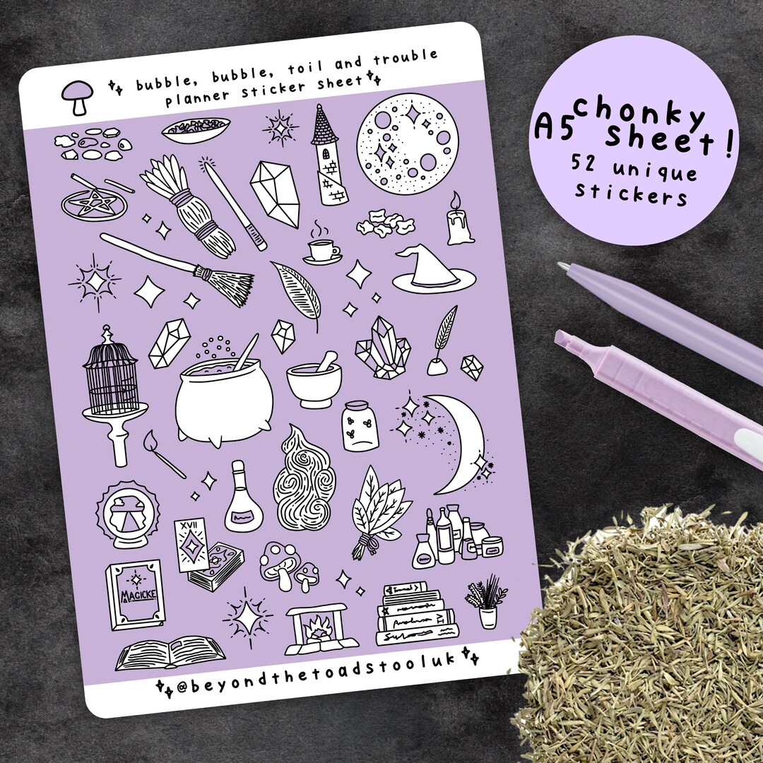 Witch Theme Bullet Journal Stickers Sticker Sheet Set Planner Stickers ...