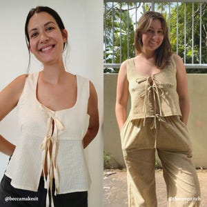 Tie-front Crop Top Sewing Pattern: Beginner Friendly, Size 4-34 (PDF ...