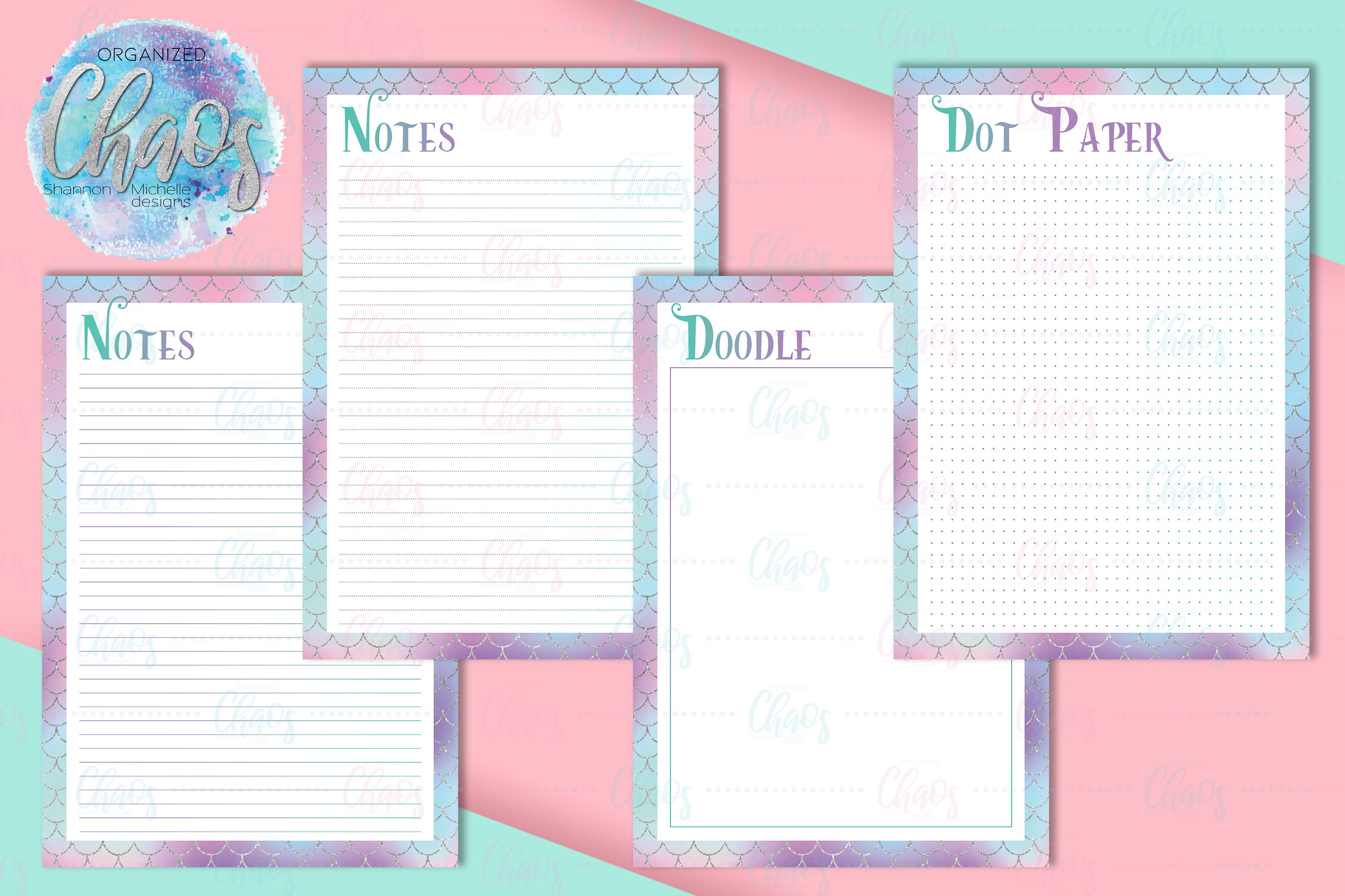 Ultimate 40-page Productivity Bundle, Mermaid Theme, Printable Planner ...