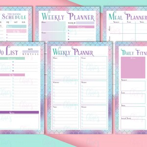 Ultimate 40-page Productivity Bundle, Mermaid Theme, Printable Planner ...