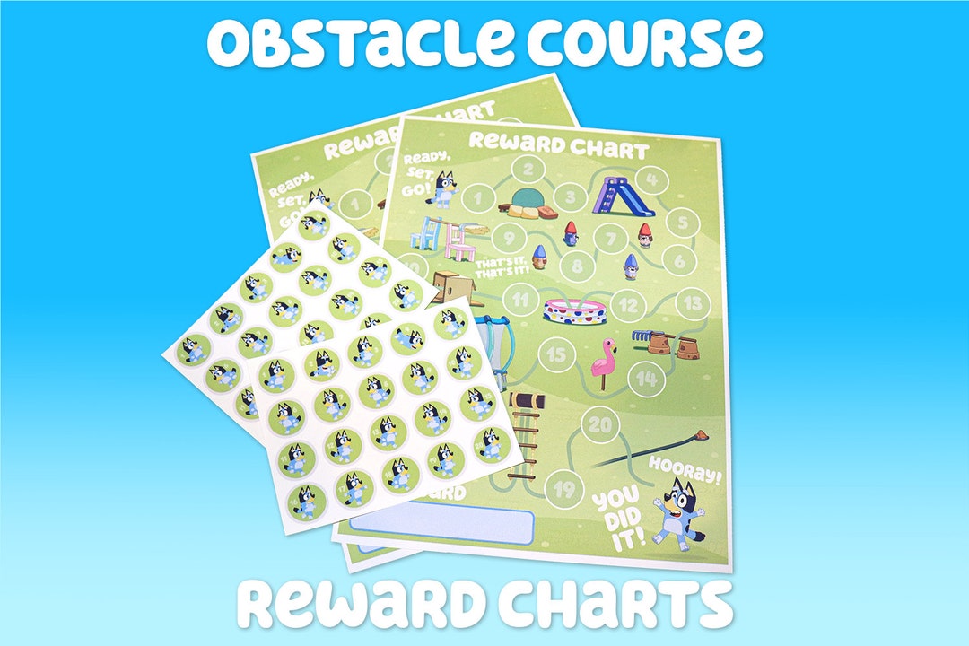 Bluey Reward Chart and Stickers Obstacle Course Physical Reward Chart ...
