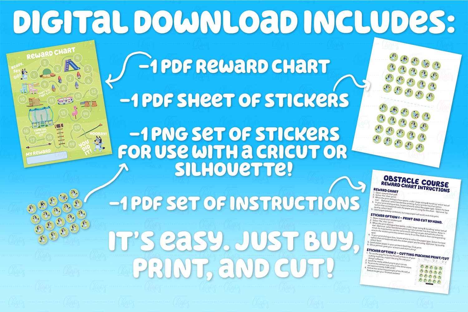 Bluey Reward Chart Obstacle Course Bluey Reward Chart & Stickers Bluey ...